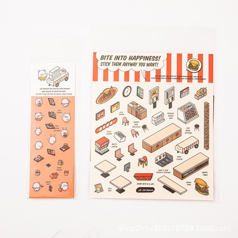 Burger Shop DIY Tiny 3D Sticker Kit Designed for Building Miniature ...