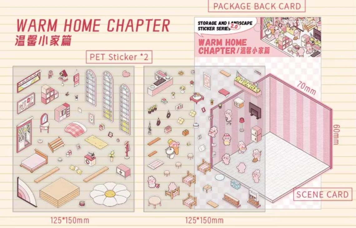 Warm Home Style DIY Tiny 3D Sticker Kit Designed for Building Miniature ...