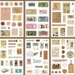 414 Pcs Washi Vintage Stickers and 20 Sheets of Beautiful Scrapbook ...