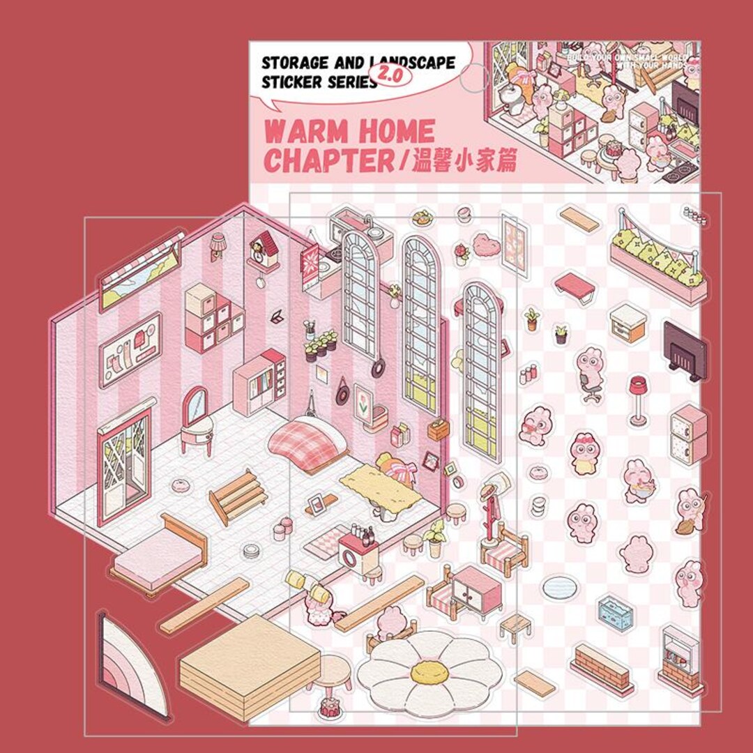 3D Isometric Kawaii Sticker Landscaping Scene Rooms Fun Gifts for Every ...