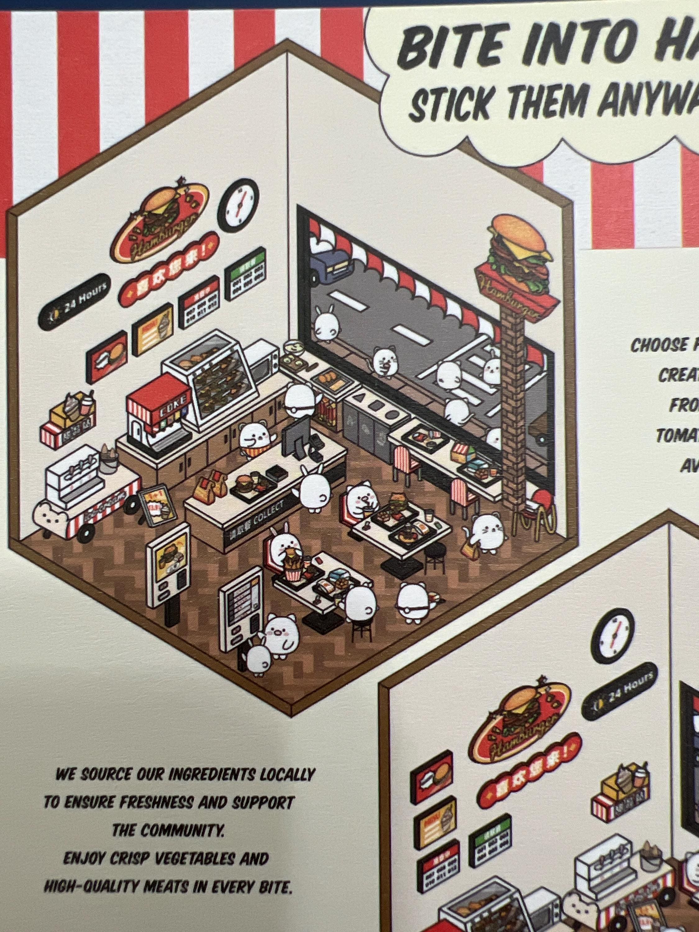 Burger Shop DIY Tiny 3D Sticker Kit Designed for Building Miniature ...