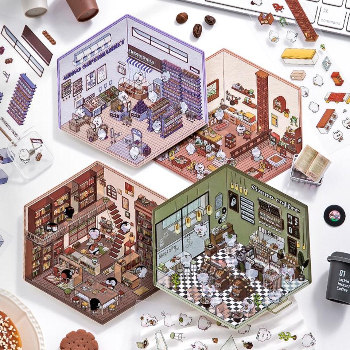 Tiny Supermarket 3D Sticker Kit: Miniature World DIY Decor - Etsy