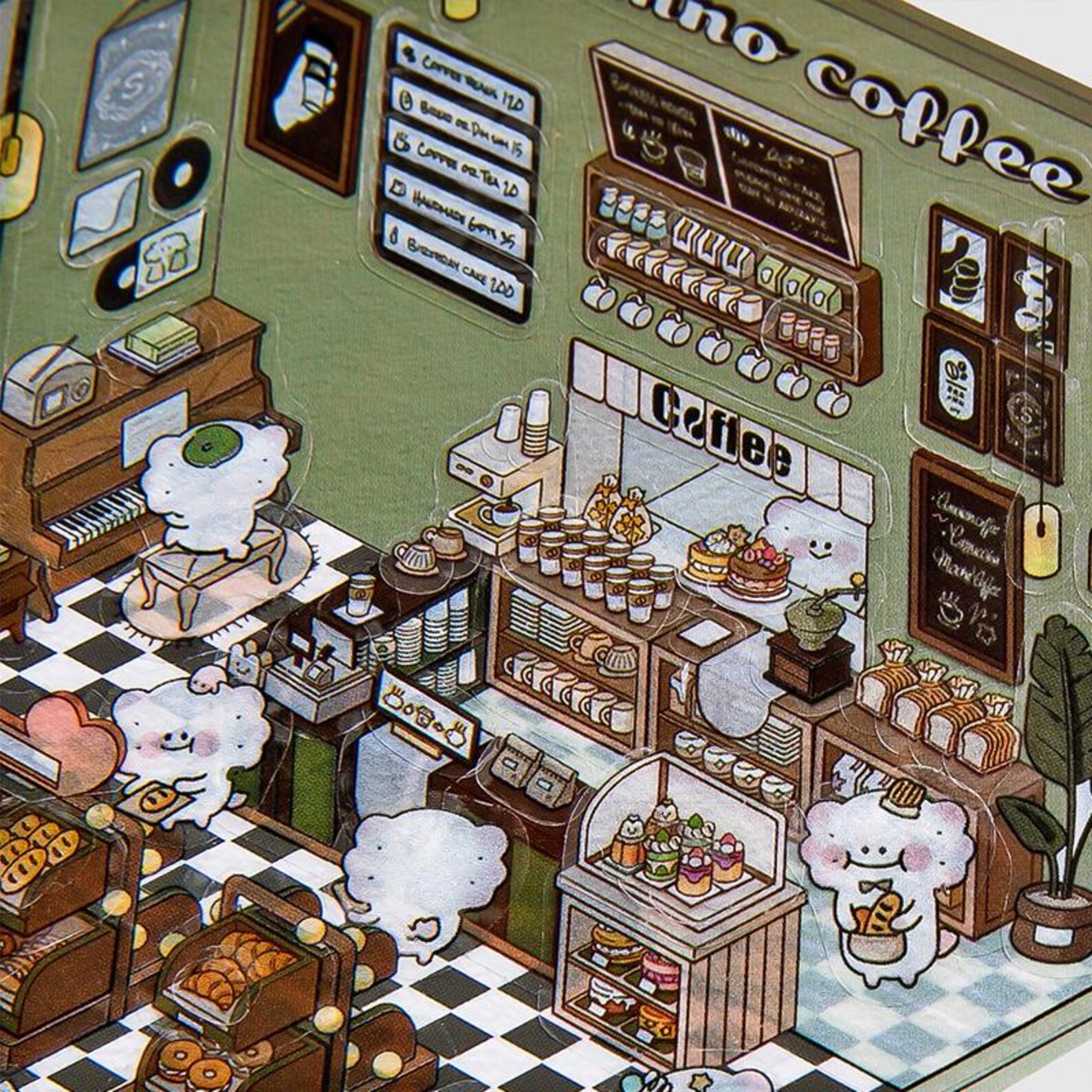 Coffee Shop Style DIY Tiny 3D Sticker Kit Designed for Building ...