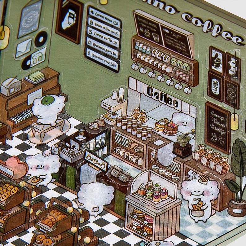 Coffee Shop Style DIY Tiny 3D Sticker Kit Designed for Building ...