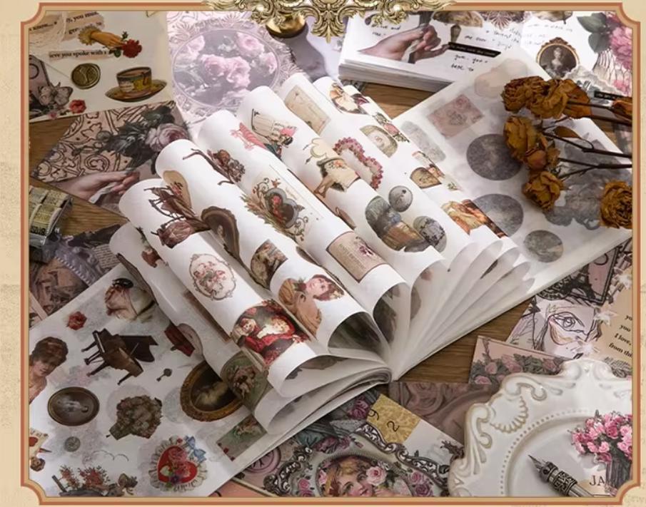 414 Pcs Washi Vintage Stickers and 20 Sheets of Beautiful Scrapbook ...