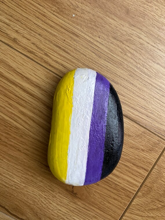 LGBT Painted Stone Non-binary - Etsy