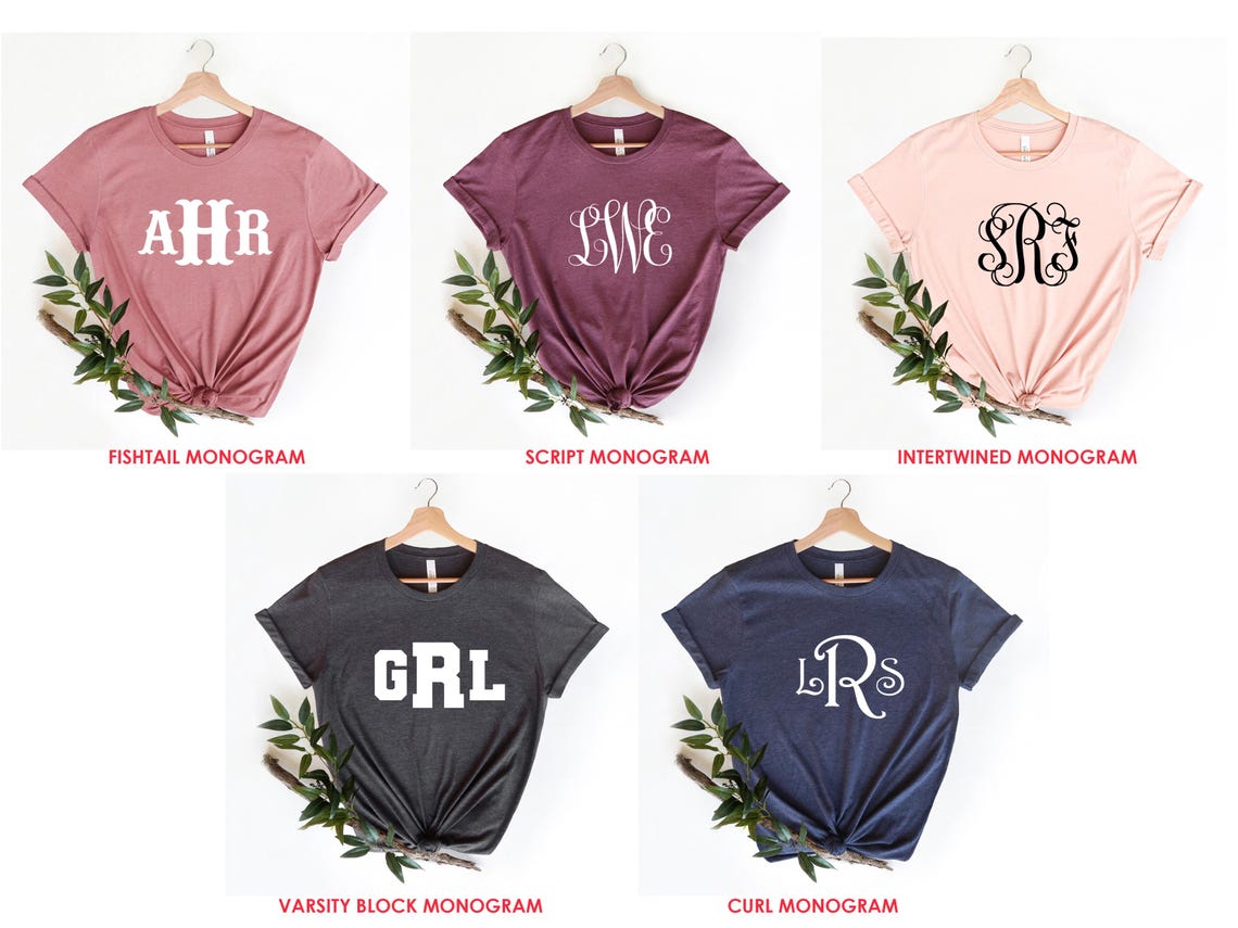 Monogrammed Shirt, Custom Monogram Shirt, Bridesmaid Gift, Monogram ...