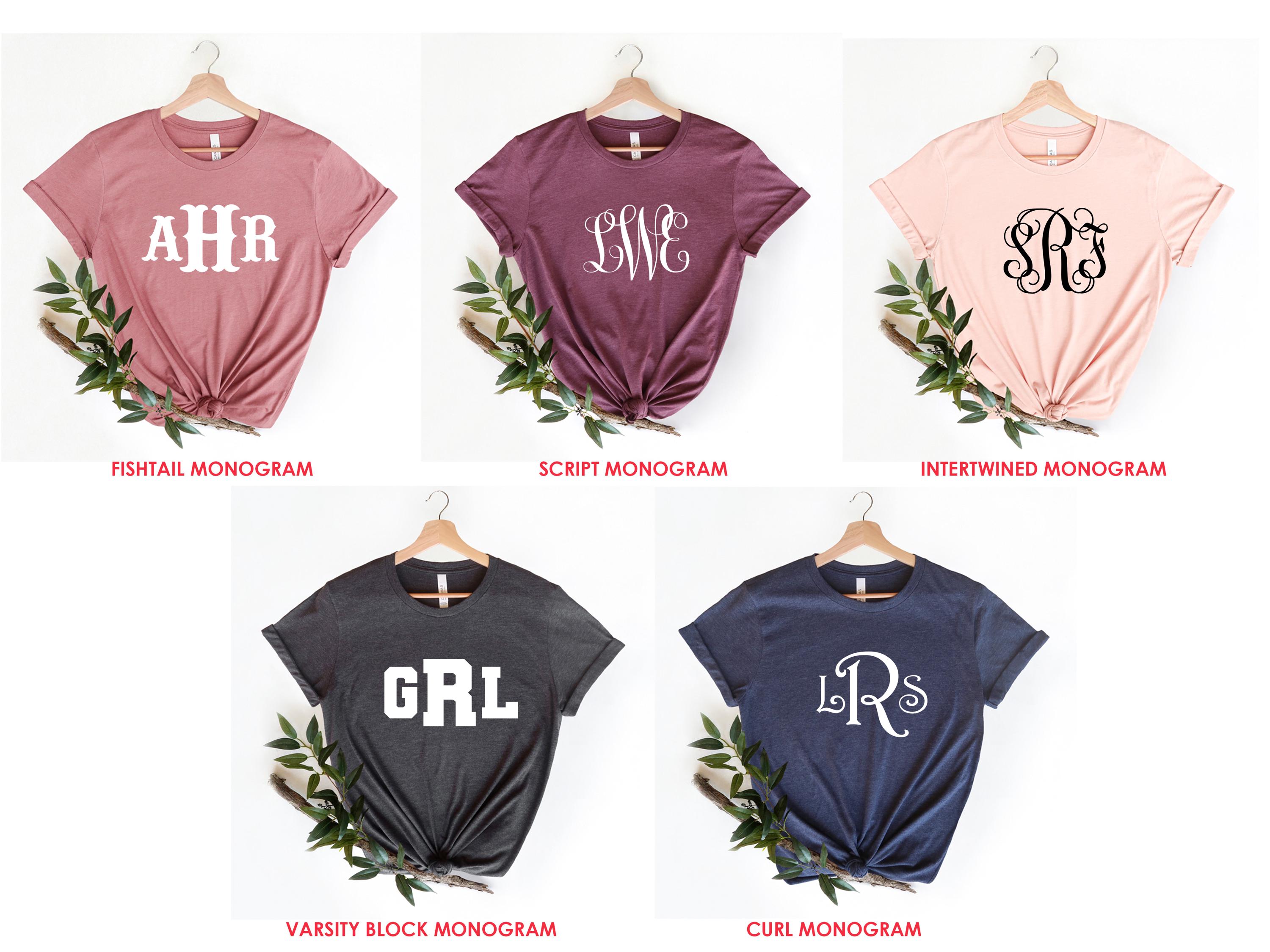 Monogrammed Shirt, Custom Monogram Shirt, Bridesmaid Gift, Monogram ...