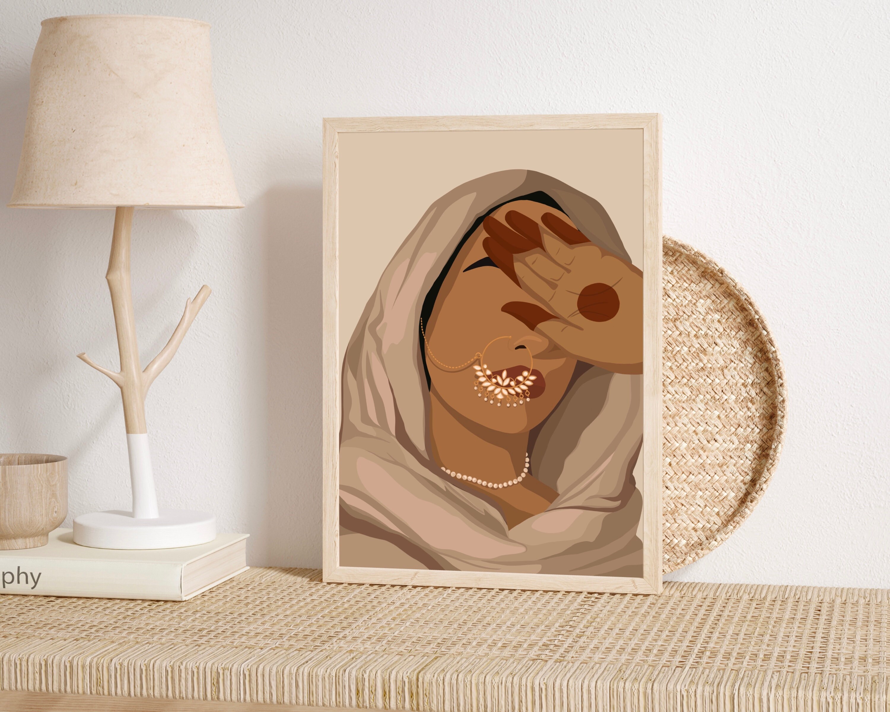 Muslim Girl Art, Customisable Hijabi Art, Henna Wall Art, Mehndi Art ...