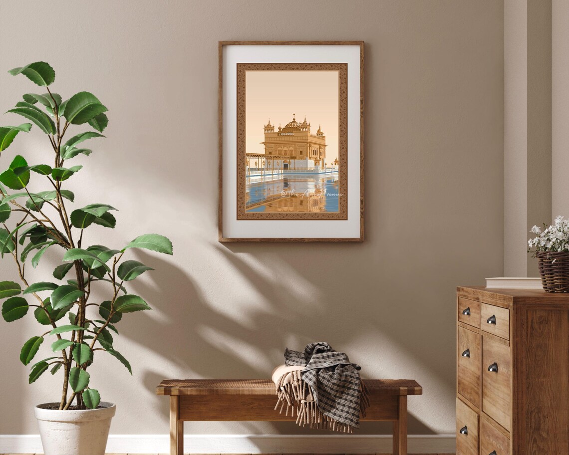 Golden Temple Artwork Golden Temple Wall Art India Art Detailed Golden ...