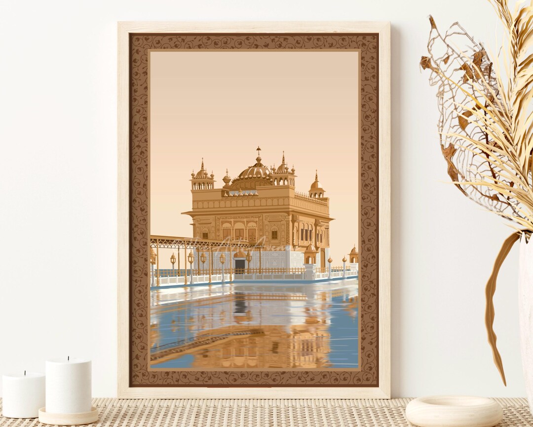 Golden Temple Artwork Golden Temple Wall Art India Art Detailed Golden ...