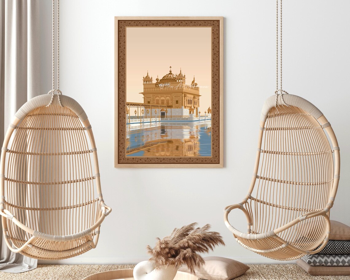 Golden Temple Artwork Golden Temple Wall Art India Art Detailed Golden ...