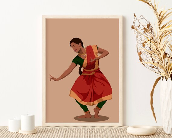 Indian Art Bharatanatyam Dancer Classical Dancer Art Tamil - Etsy