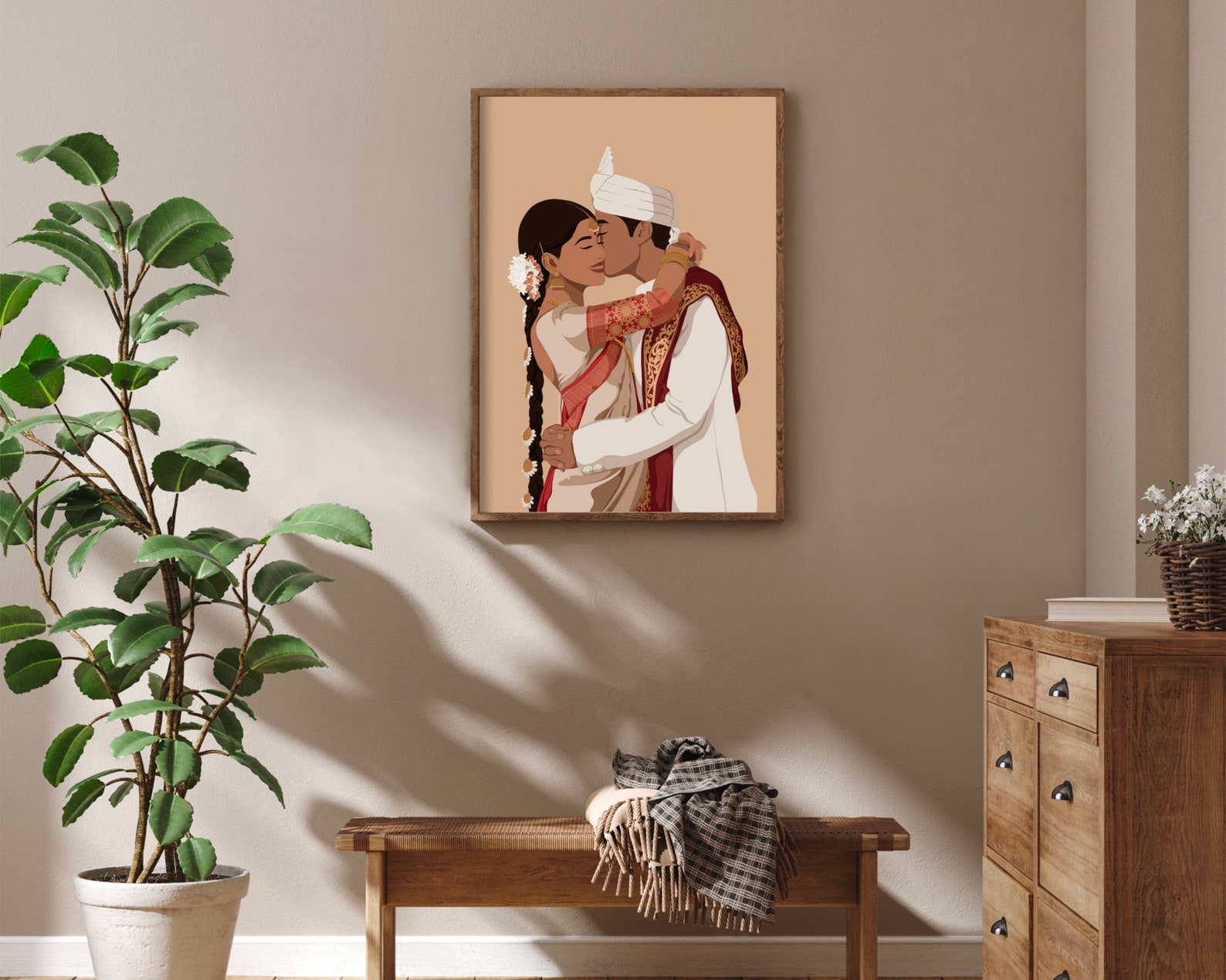 Indian Wedding Couple Tamil Bride and Groom Couples Art - Etsy