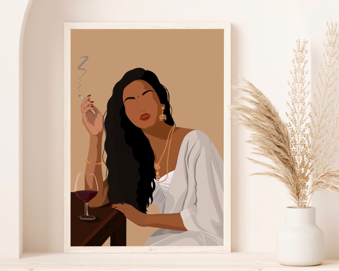 Rekha Bollywood Art Print Chennai Women Art Indian Art Desi | Etsy