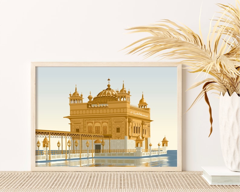 Golden Temple Artwork Golden Temple Wall Art India Art Detailed Golden ...