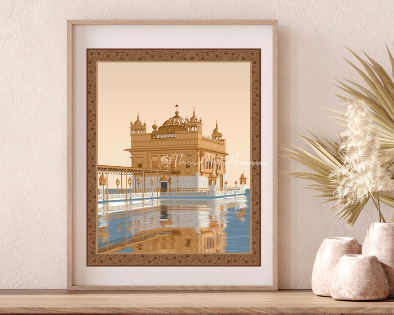Golden Temple Artwork Golden Temple Wall Art India Art Detailed Golden ...