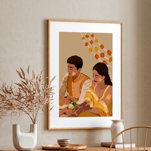 Indian Bride Haldi Art Indian Couple Haldi Artwork Indian Wedding Art ...