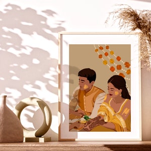 Indian Bride Haldi Art Indian Couple Haldi Artwork Indian Wedding Art ...
