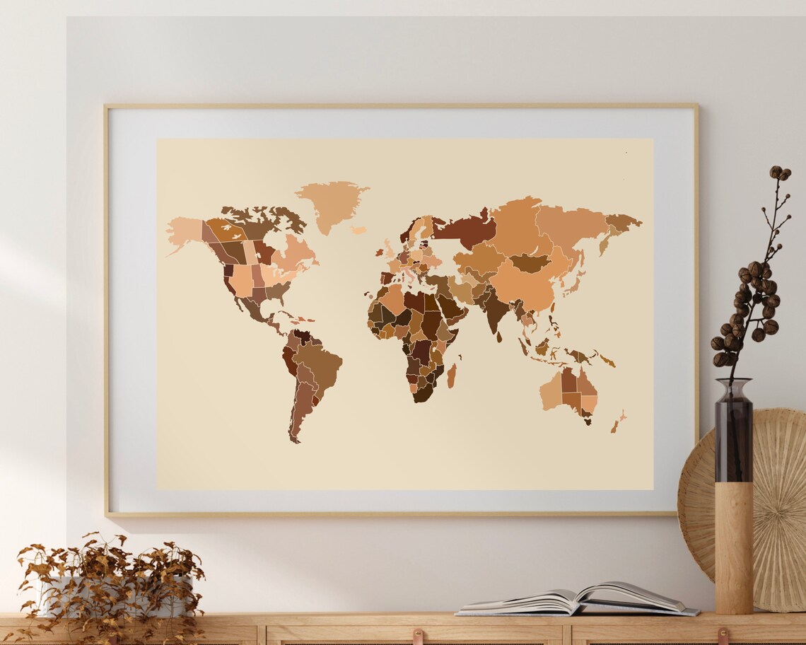 Printable Diversity Wall Art, World Map With Countries, Diversity Art ...