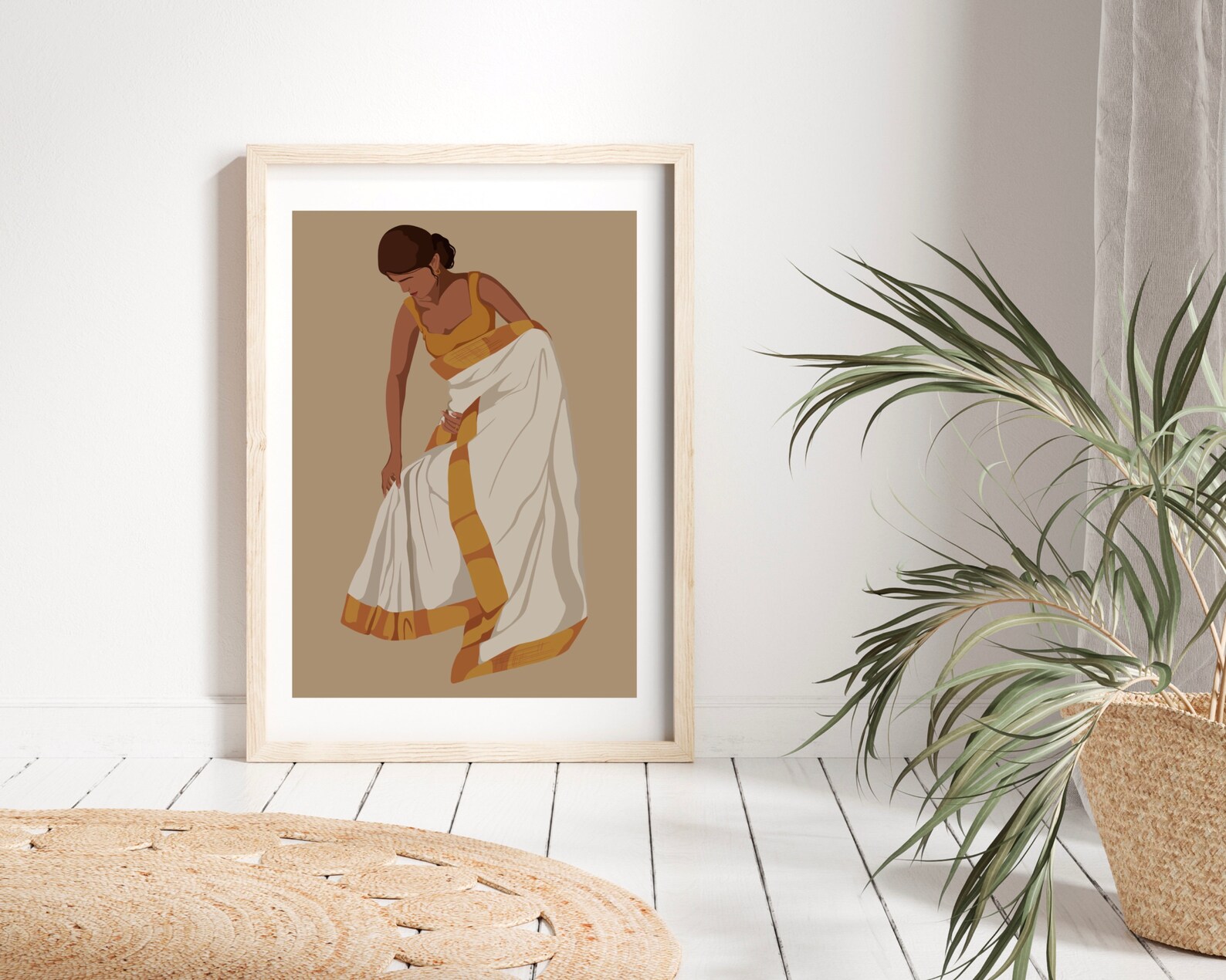 Woman Draping Saree Art, South Asian Art, Indian Art, Desi Art, Brown ...