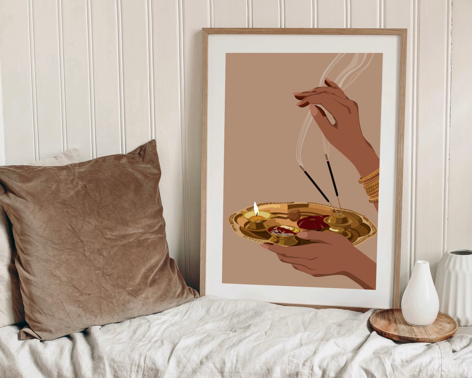 Indian Pooja Thali Art Aarti Thali Artwork Indian Wall Art | Etsy