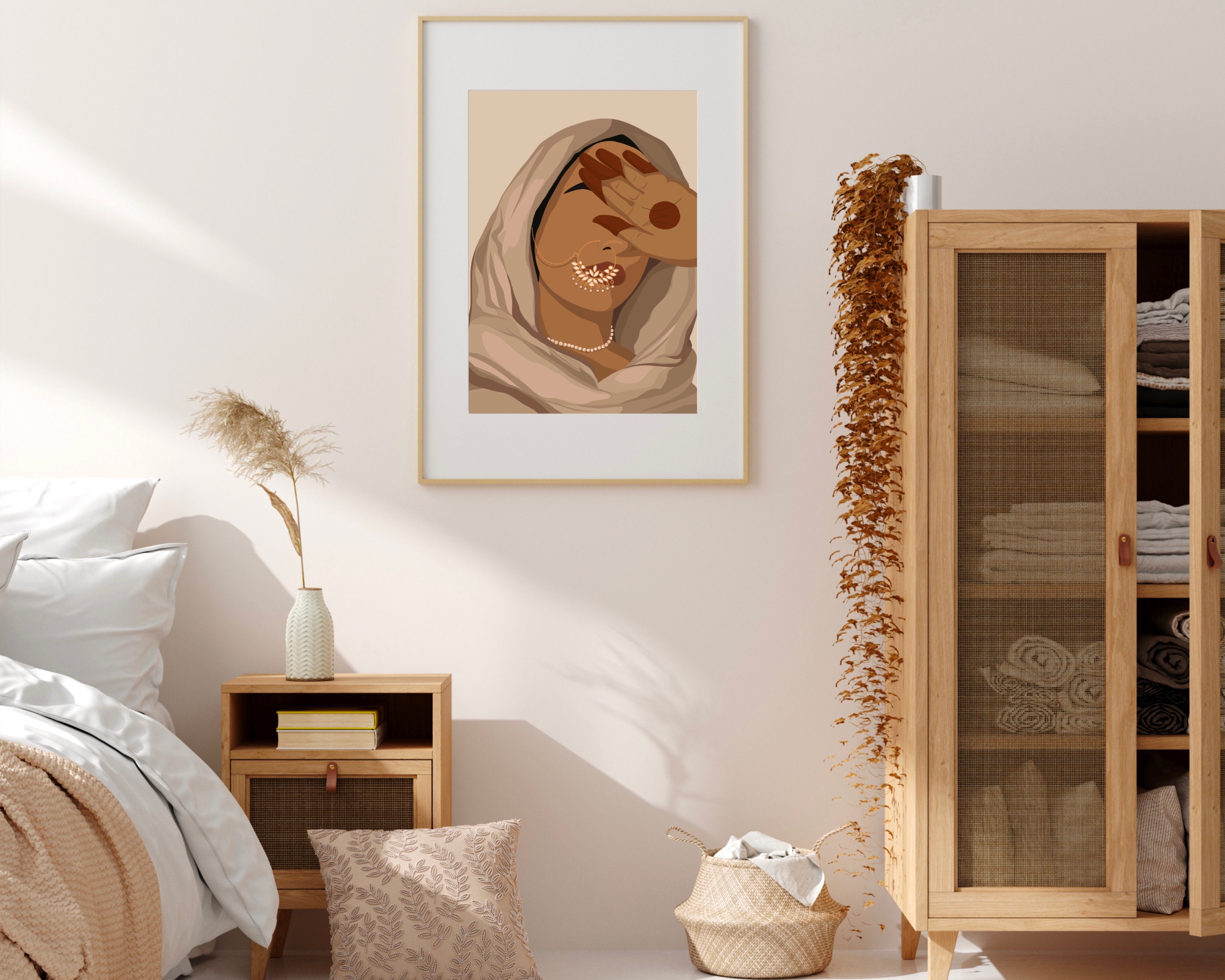 Muslim Girl Art, Customisable Hijabi Art, Henna Wall Art, Mehndi Art ...