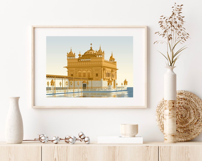 Golden Temple Artwork Golden Temple Wall Art India Art Detailed Golden ...