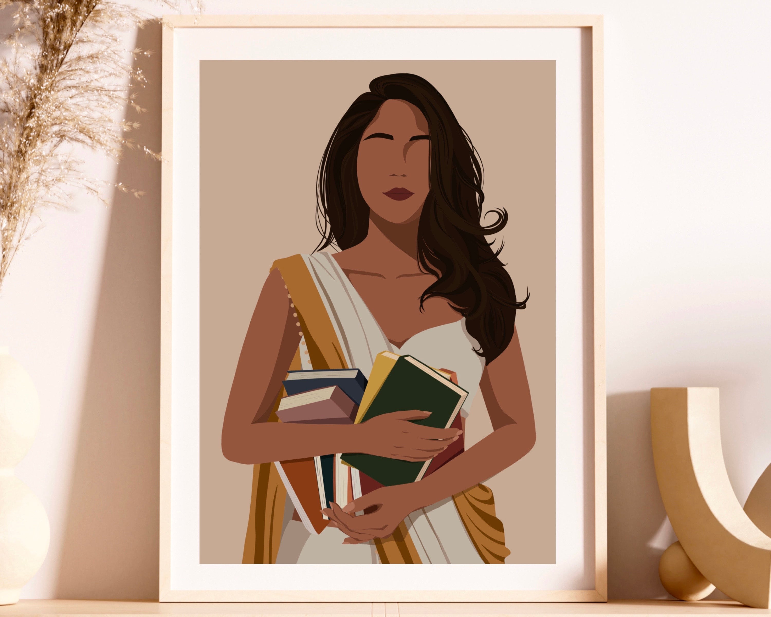 Indian Book Lover Art, Indian Art, South Asian Art, Desi Art, Indian ...