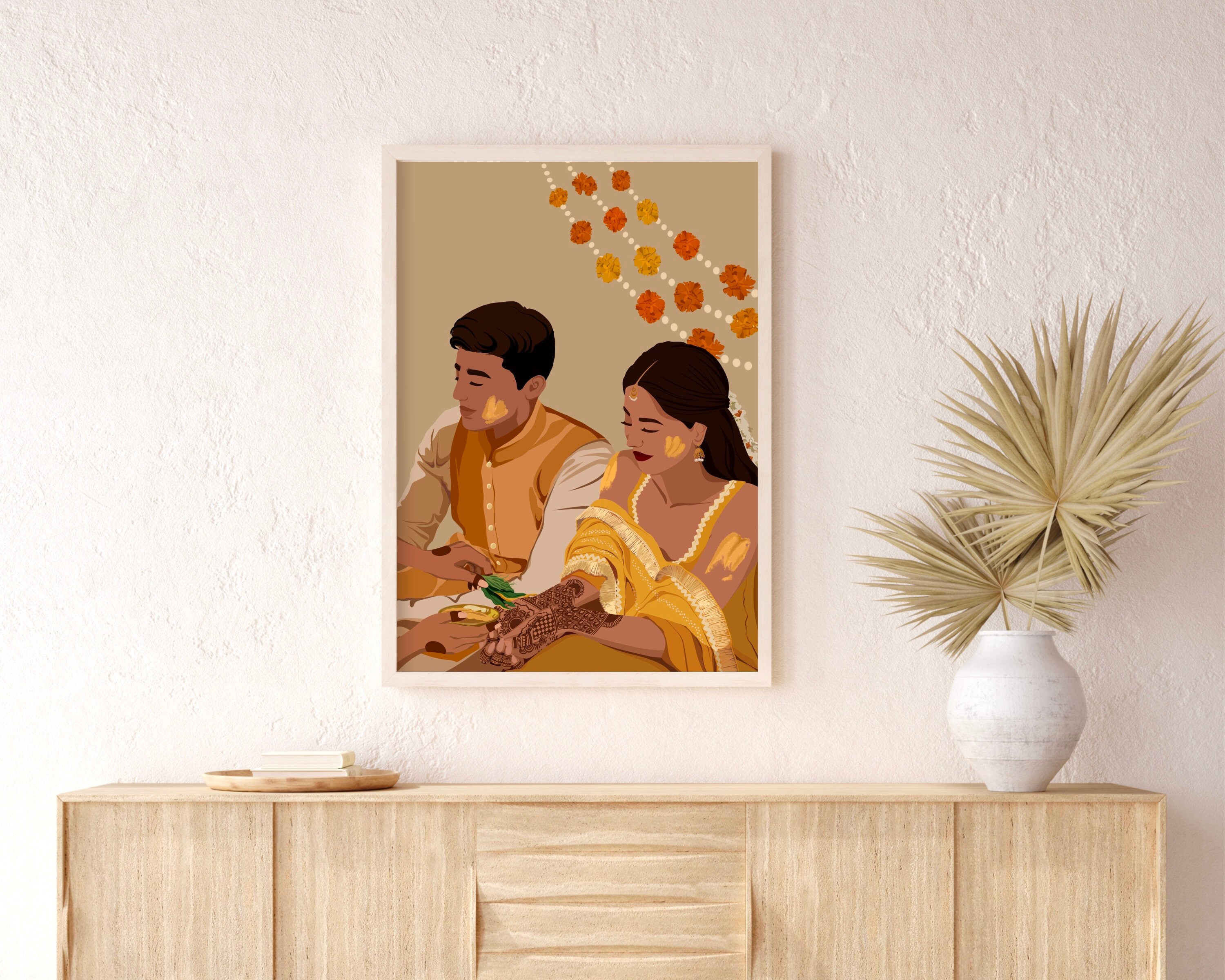 Indian Bride Haldi Art Indian Couple Haldi Artwork Indian Wedding Art ...