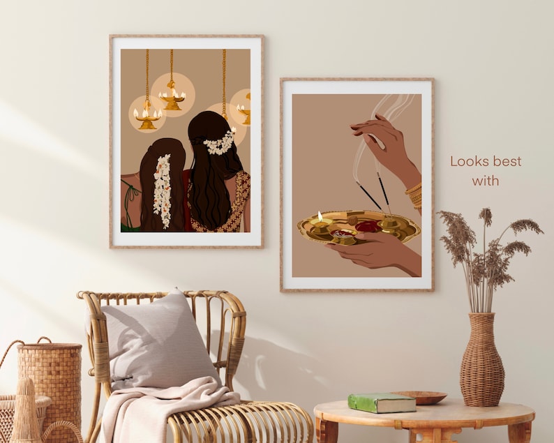 Indian Sisters Art Desi Best Friends Art Deepa/diya Art - Etsy UK