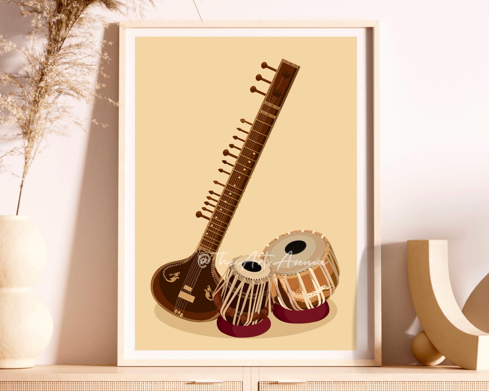 Tabla Art, Sitar Poster, Veena Art, Indian Wall Art, Music Instrument ...