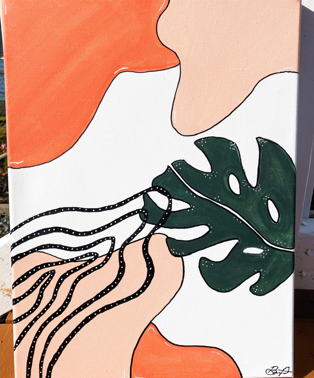 Color Block Plant Painting - Etsy