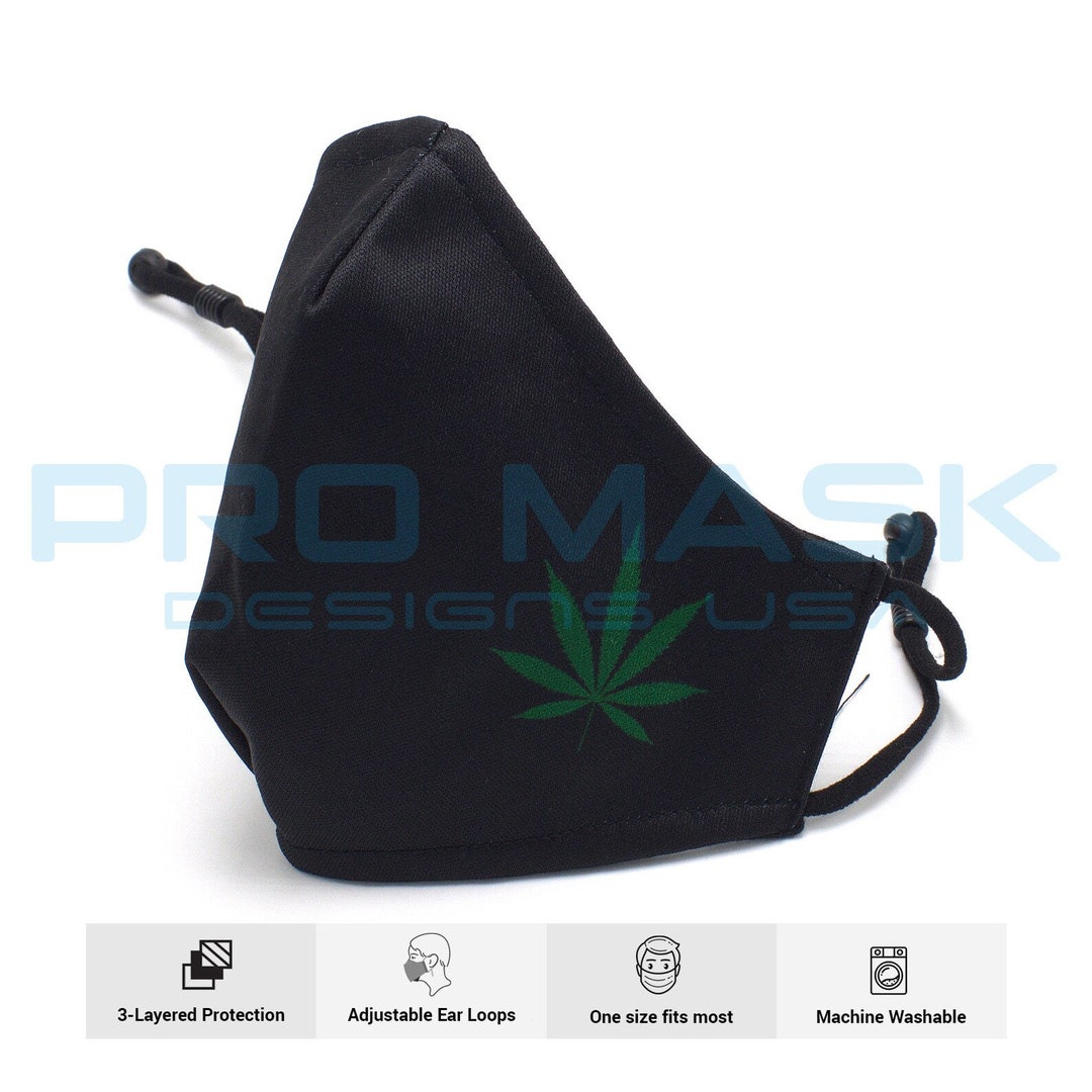 Weed Marijuana Pot Leaf Fabric Face Mask Anti-microbial Odor Preventing ...
