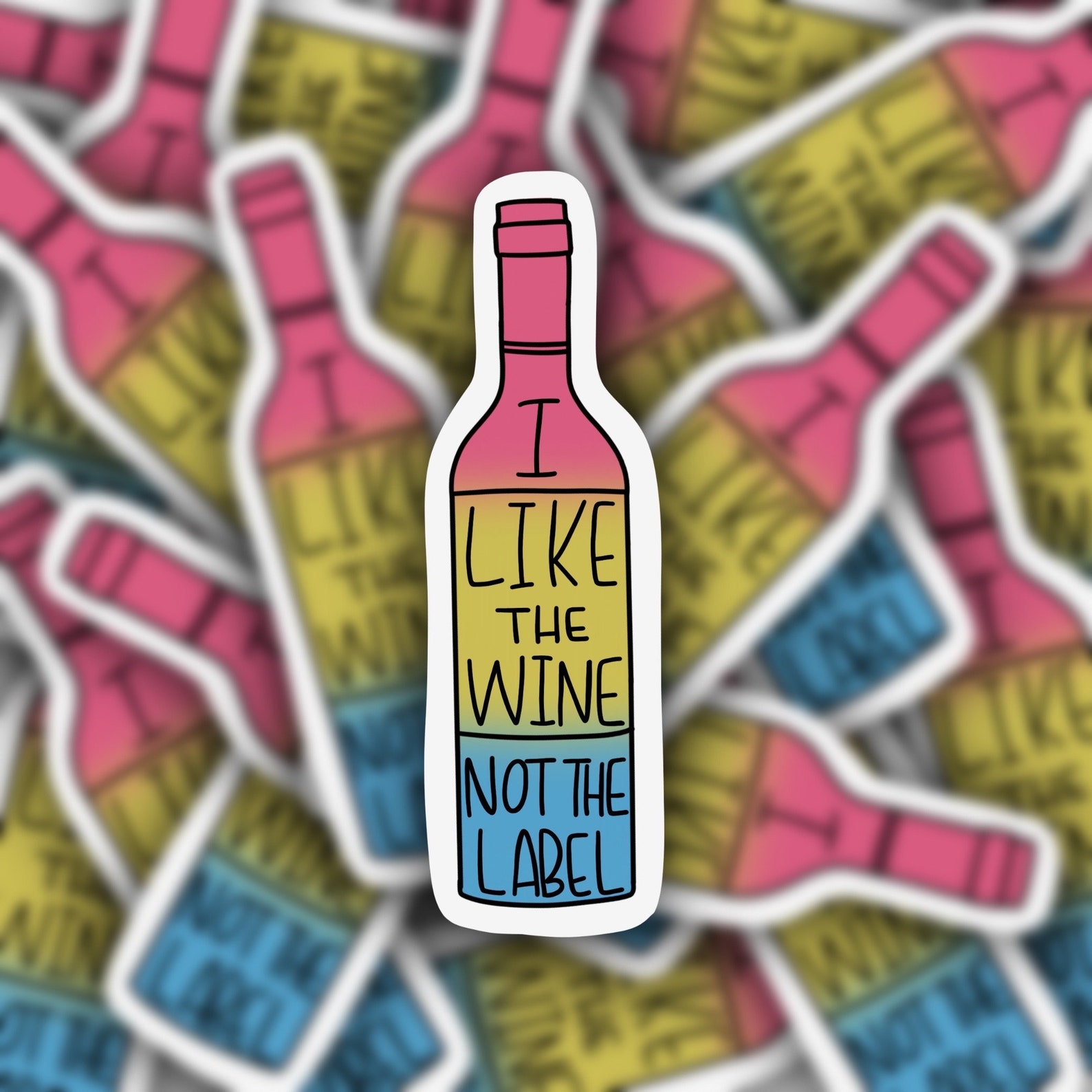 Pan Pride Wine Bottle Pansexual Pride Sticker Waterproof - Etsy