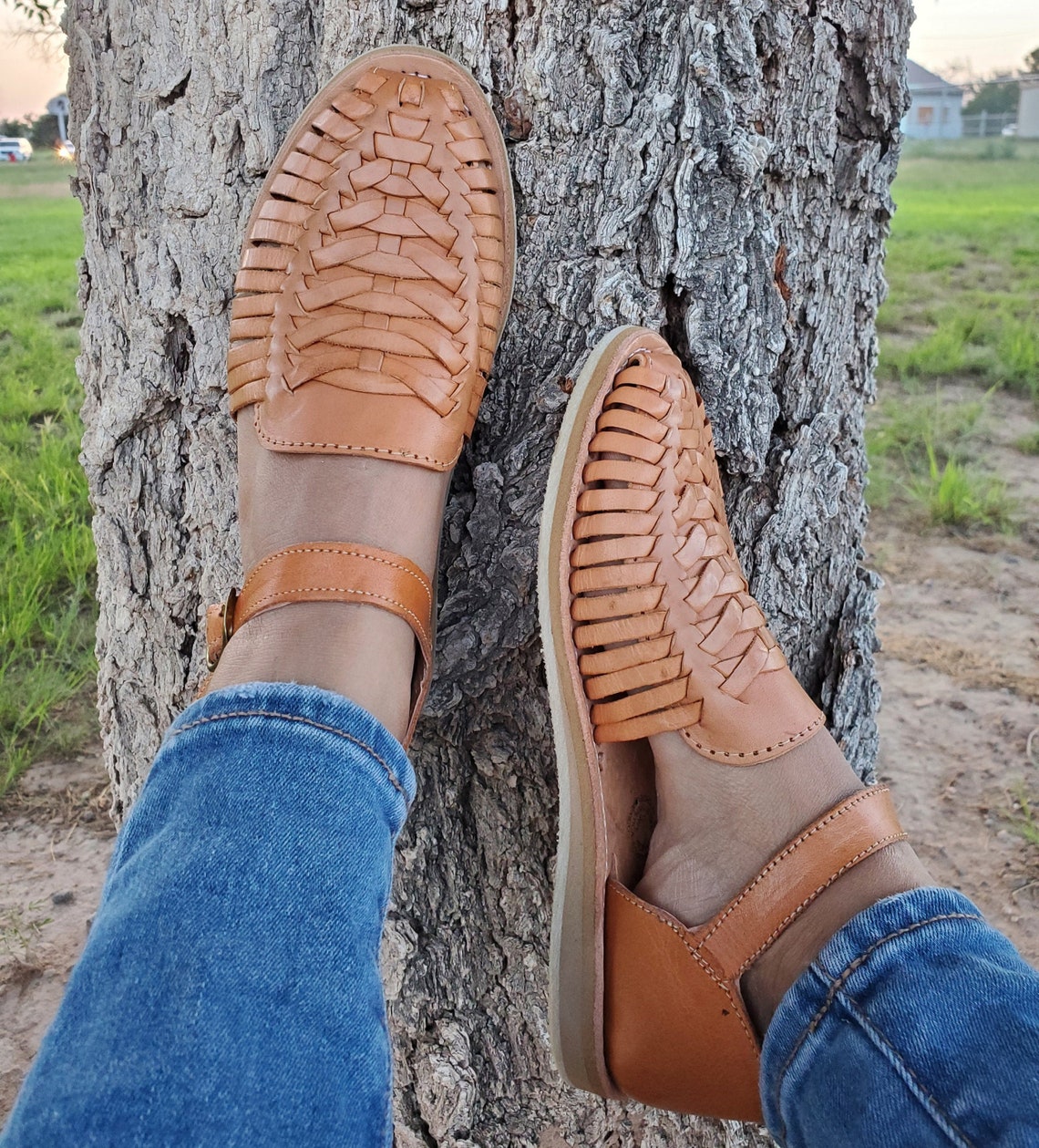 Huarache shoe for woman brown with strap/ mexican sandals for | Etsy