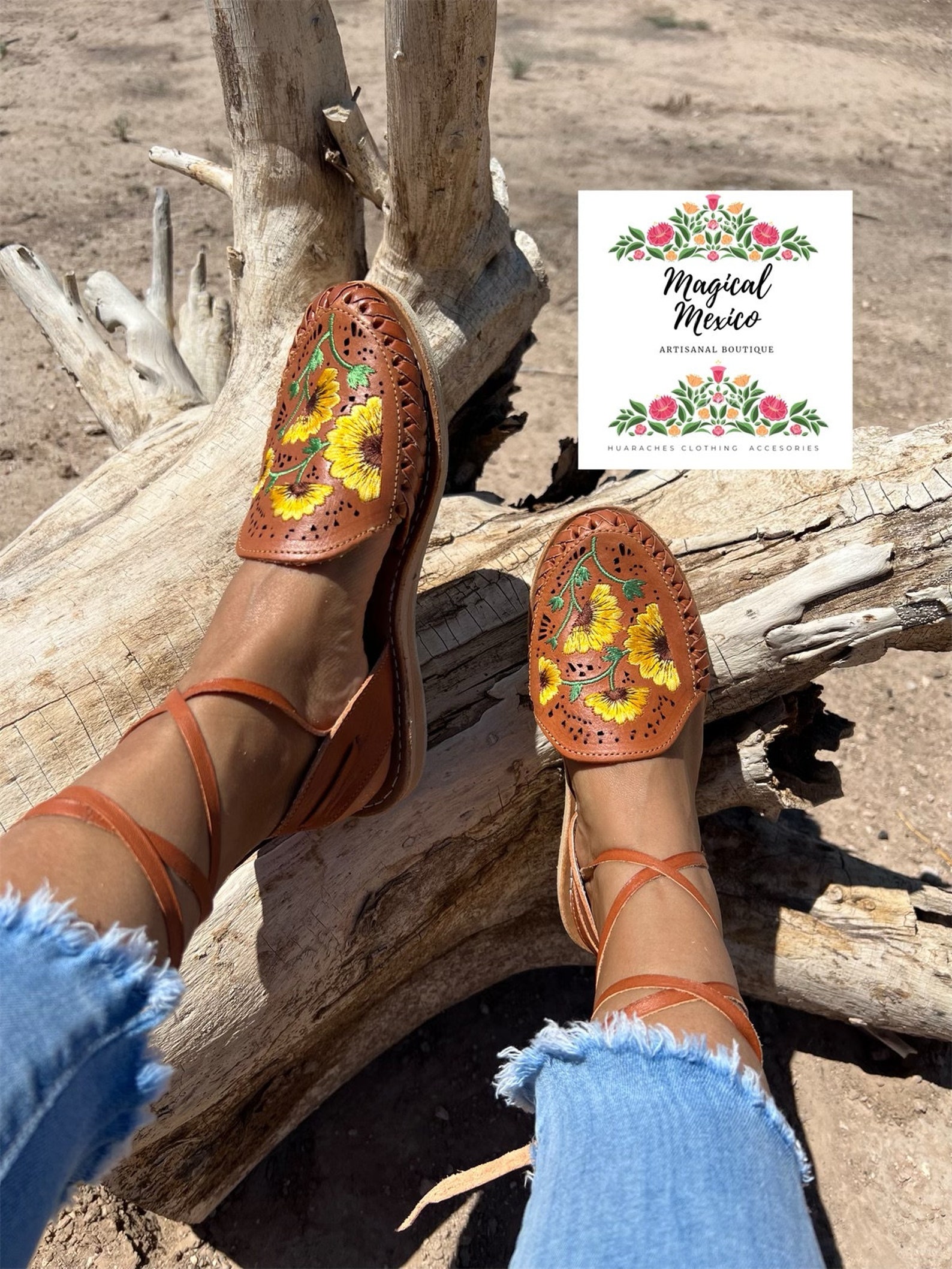 Huarache Sandal Woman Sunflower/ Boho Hippie Sandals Sunflower ...
