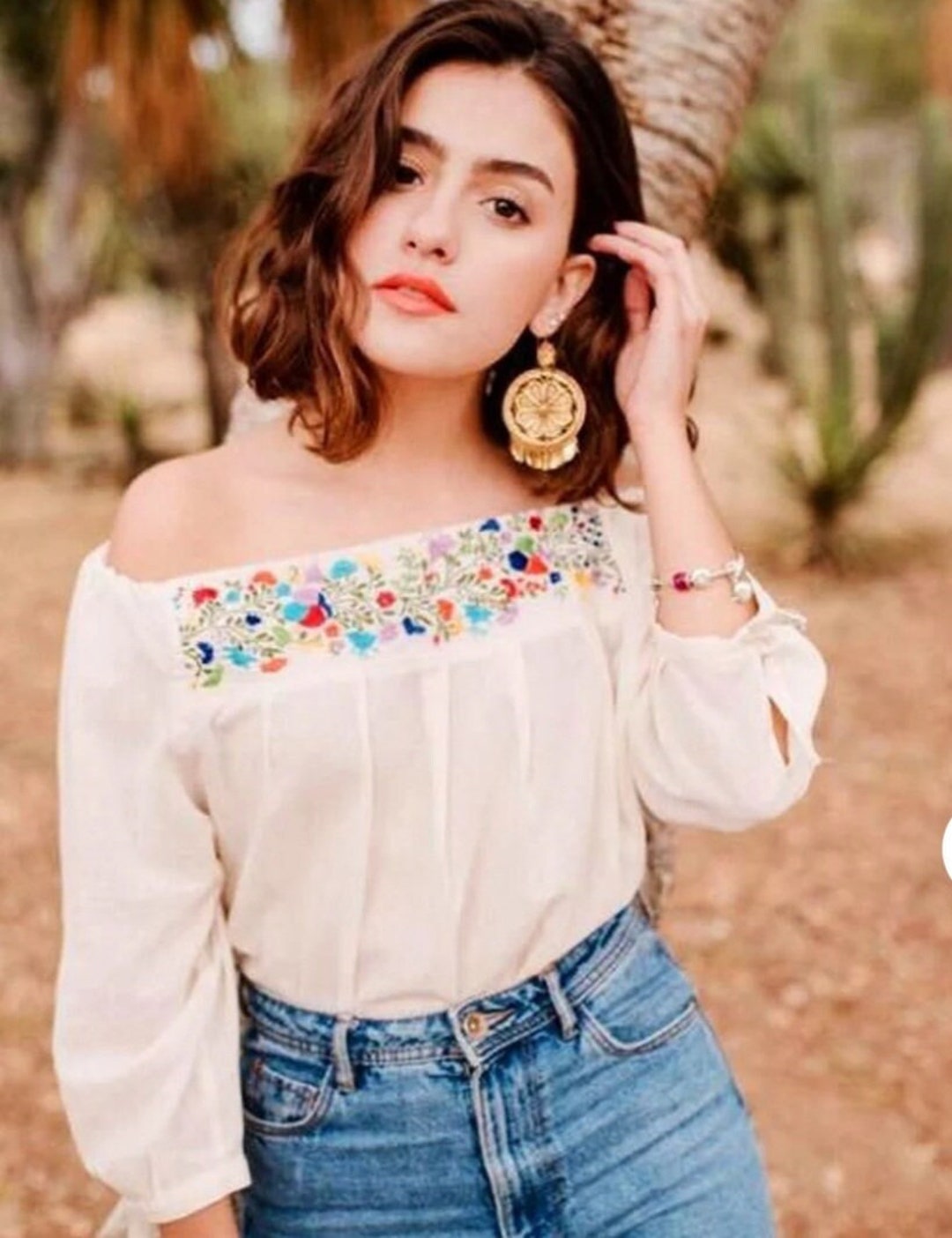 Blusa Artesanal Bordada Con Hilos De Seda/mexican Blouse Hand ...