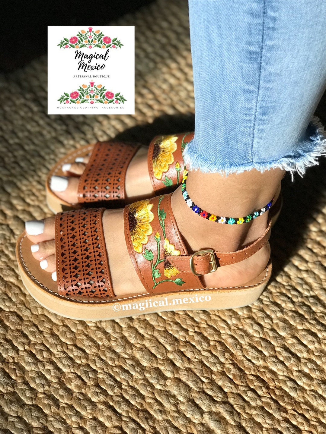 Huarache Sandal Sunflower Open Toes/huarache Wedges Sunflower/ Huarache ...