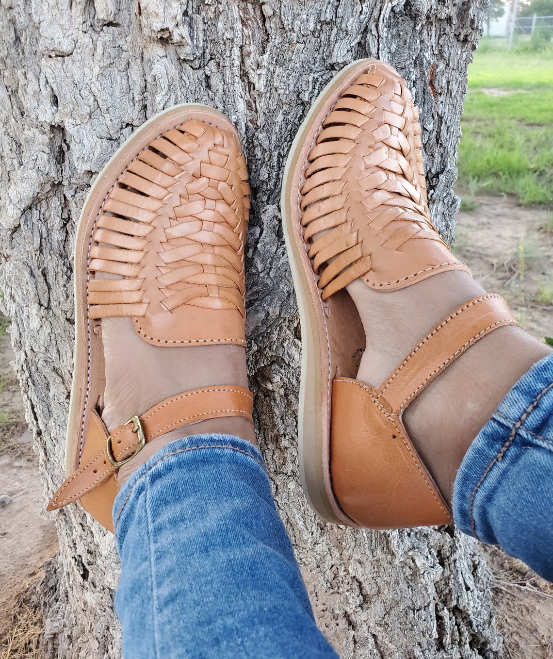 Huarache shoe for woman brown with strap/ mexican sandals for | Etsy