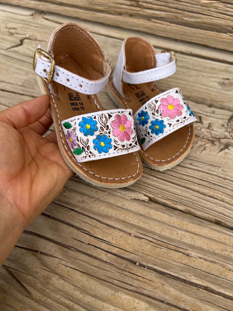 Baby-toddler Girl Huarache Sandal/ White Huarache Baby/ Mexican Sandals ...