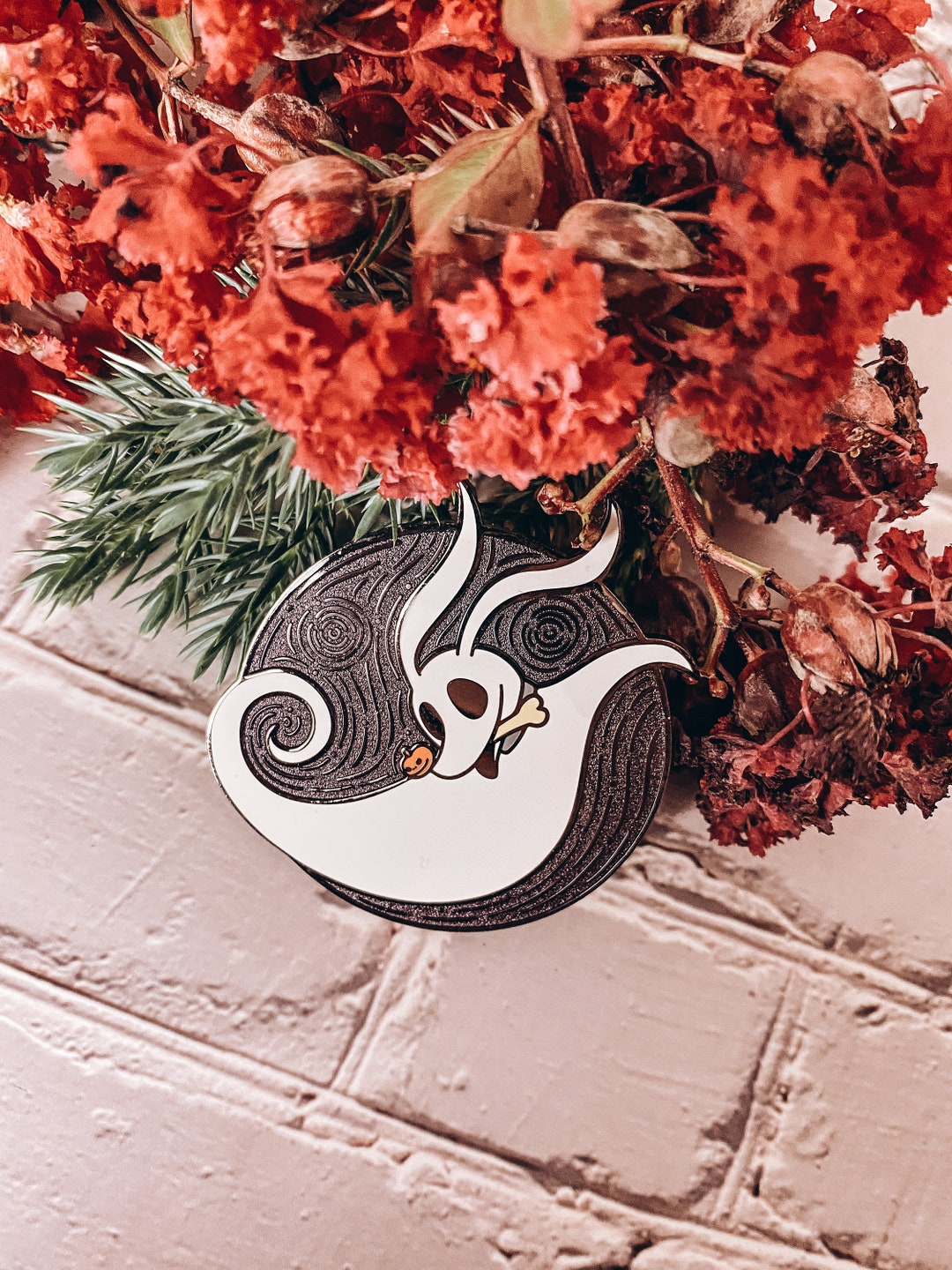 Nightmare Before Christmas Zero Fetches a Bone Enamel Pin - Etsy