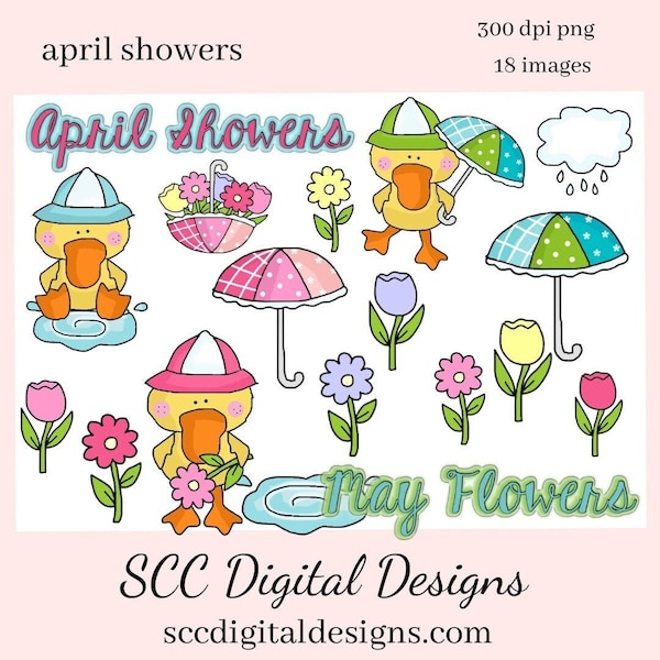 April Shower Clipart - Etsy