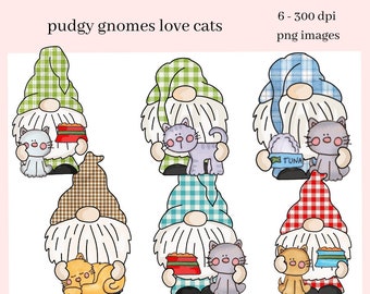 Gnome With Cats Clip Art - Etsy
