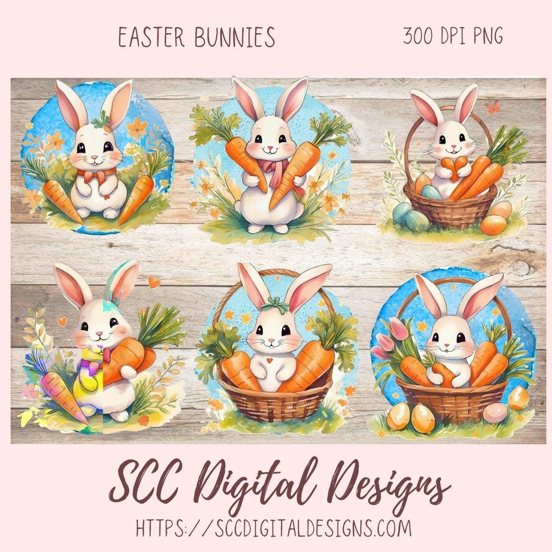 Easter Bunny Basket Digital PNG Sticker, Printable Planner Clipart ...