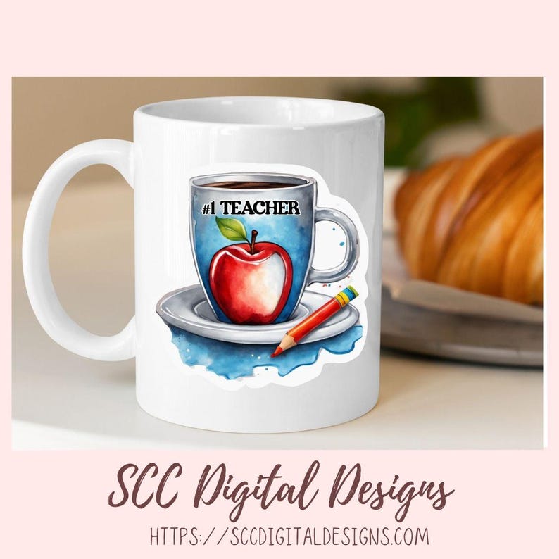 Teacher Clipart, Digital PNG Bundle, Print & Cut Sticker Set, Coffee ...