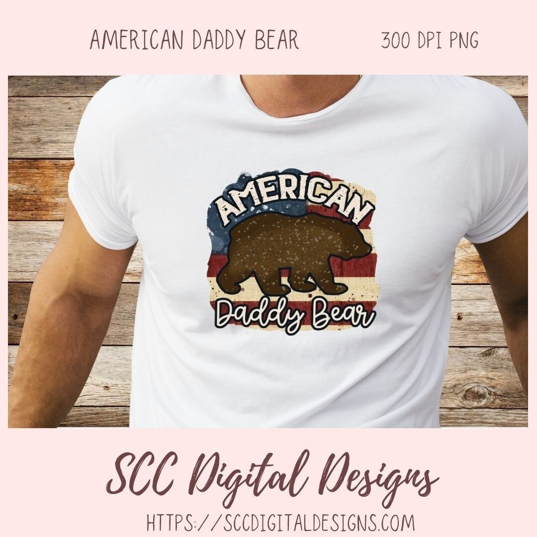 American Daddy Bear Clipart, Father's Day Gift for Husband, Red White ...
