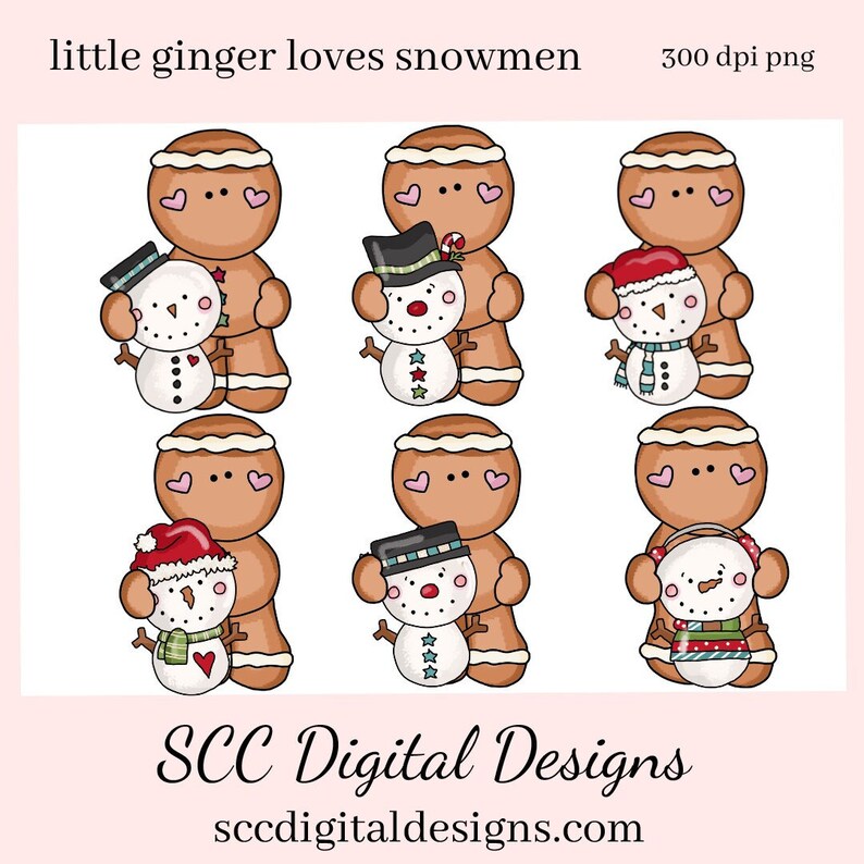 Gingerbread PNG Snowman Snowmen Santa Hat DIY Gift for Her - Etsy