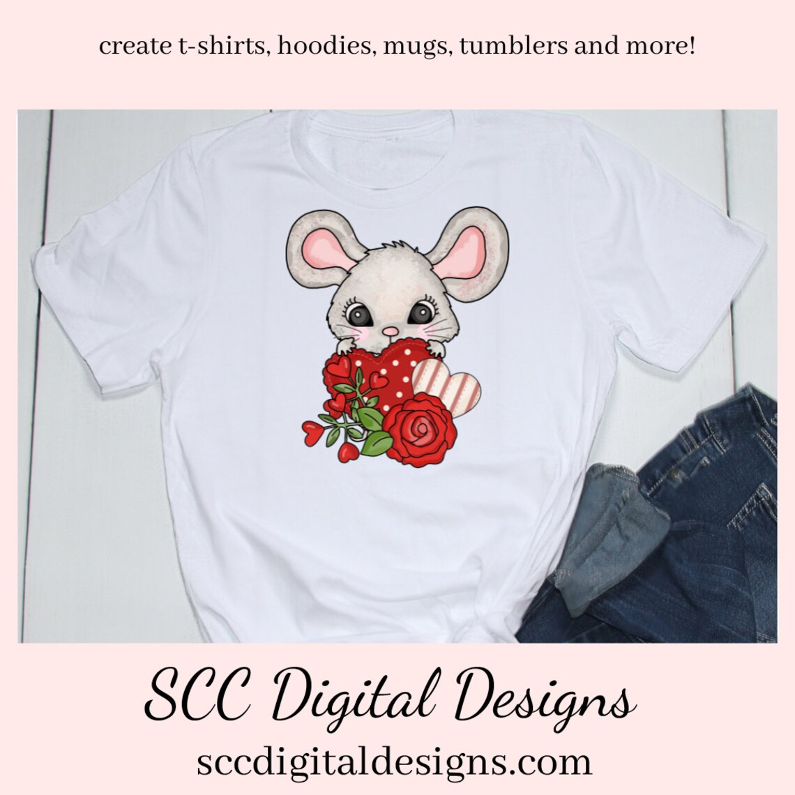 Valentine PNG for Kids, Mice Clipart, DIY Valentine's Day Card, DIY ...