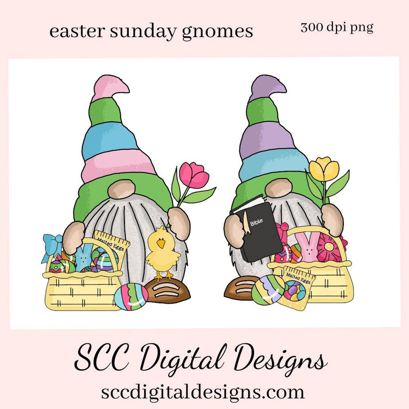 Easter Gnomes Clipart, Easter Basket Clip Art, Gnome PNG for Tumblers ...